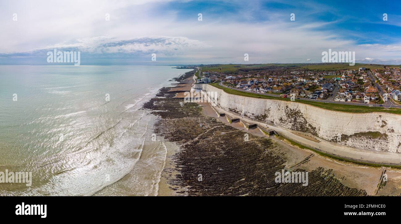 Areal drone panoramic view of the Saltdean and Rottingdean Beach ...
