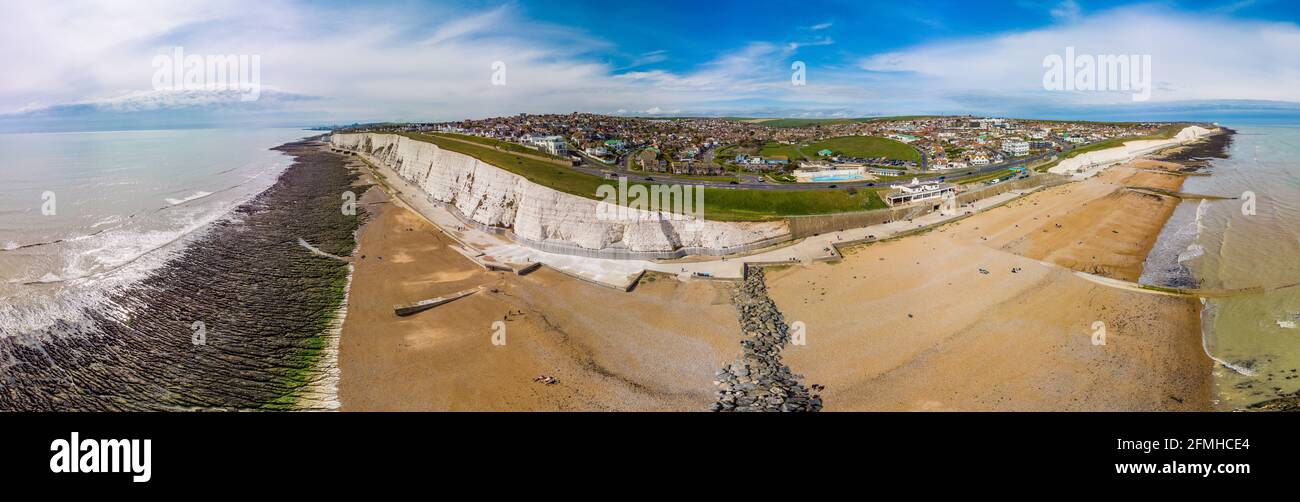 Areal drone panoramic view of the Saltdean and Rottingdean Beach ...