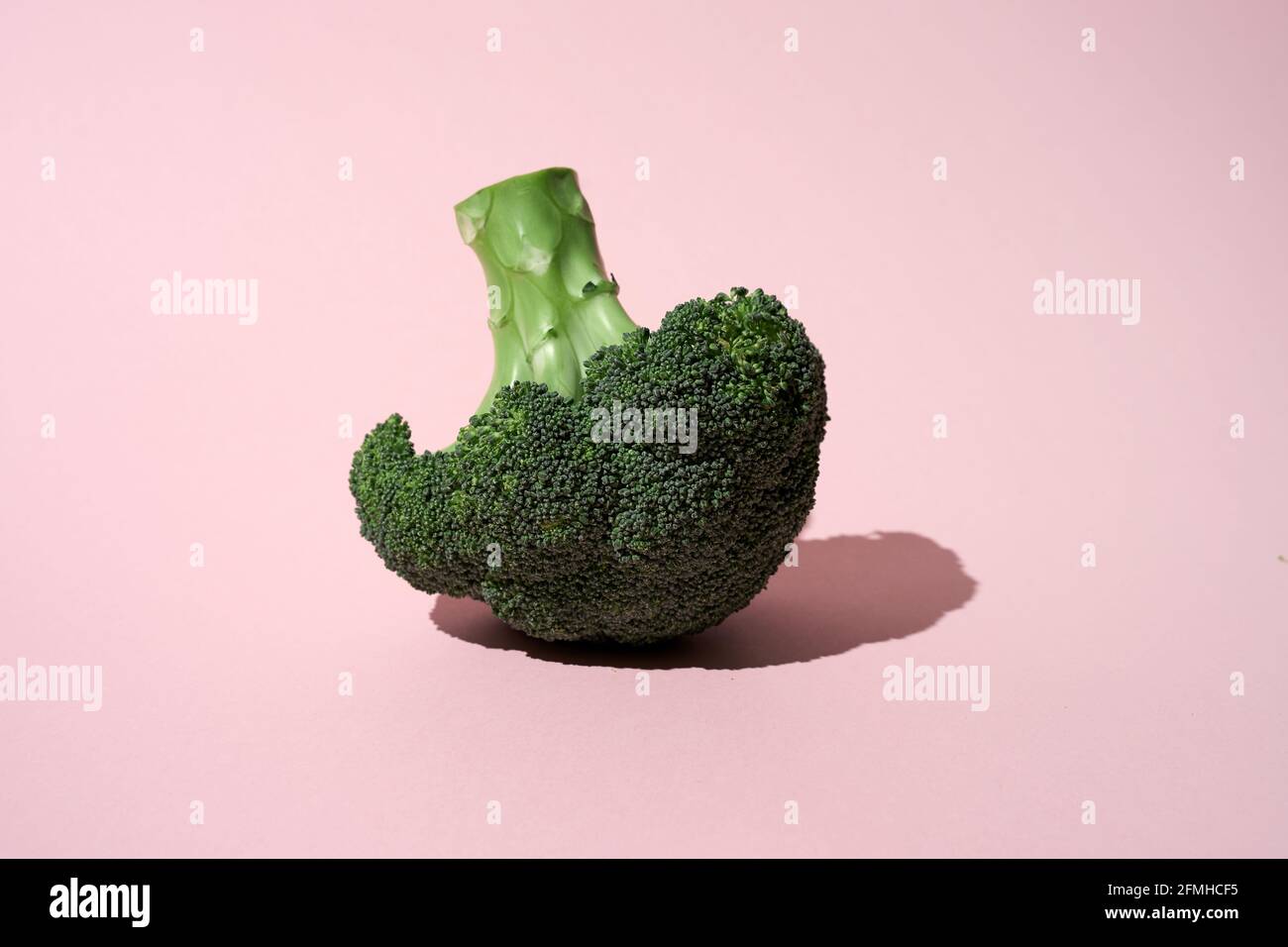 Green Broccoli head on pink background Stock Photo - Alamy