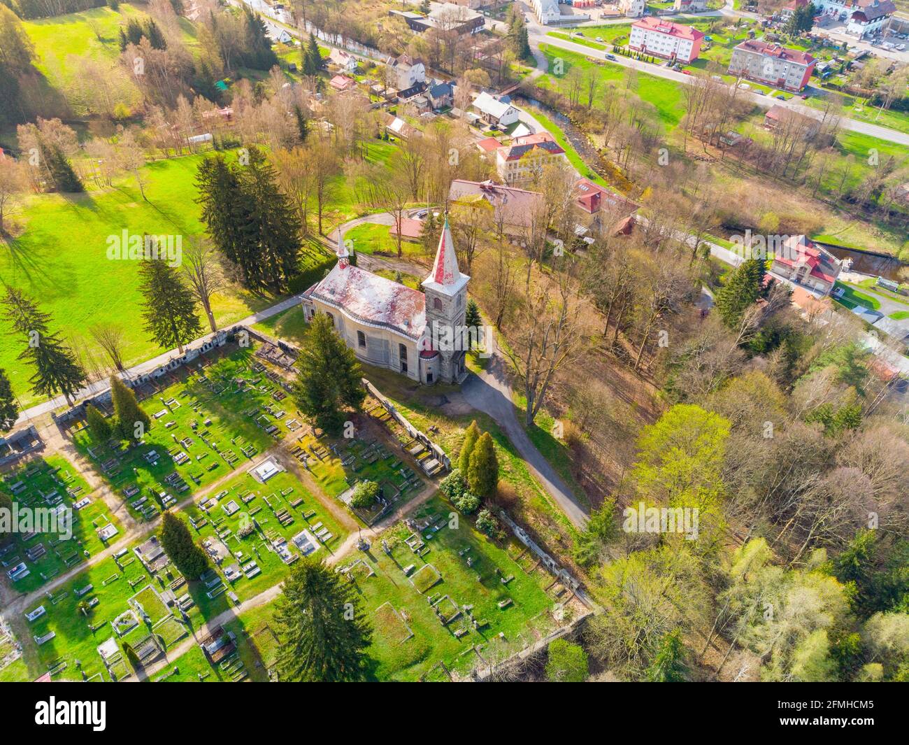 Aerial view church graveyard forest hi-res stock photography and images ...