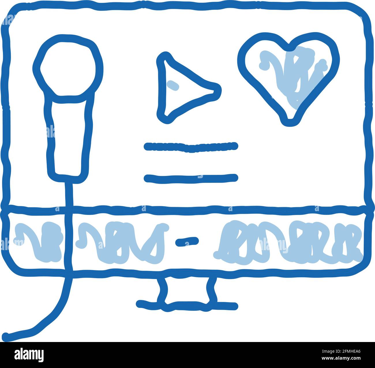 Karaoke on Computer doodle icon hand drawn illustration Stock Vector ...