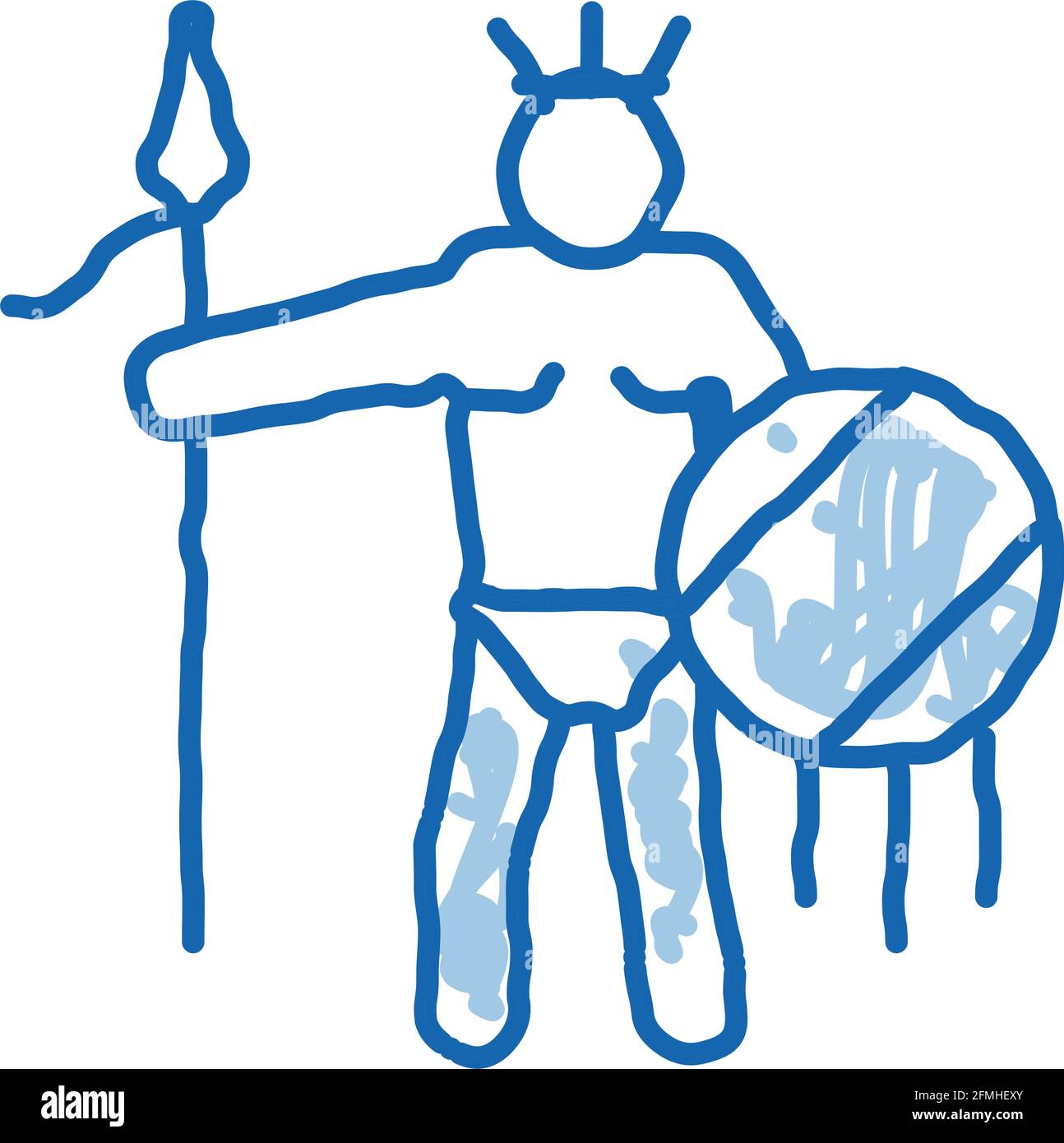 Aztec with Spear and Shield Outline Illustration Stock Vector Image ...