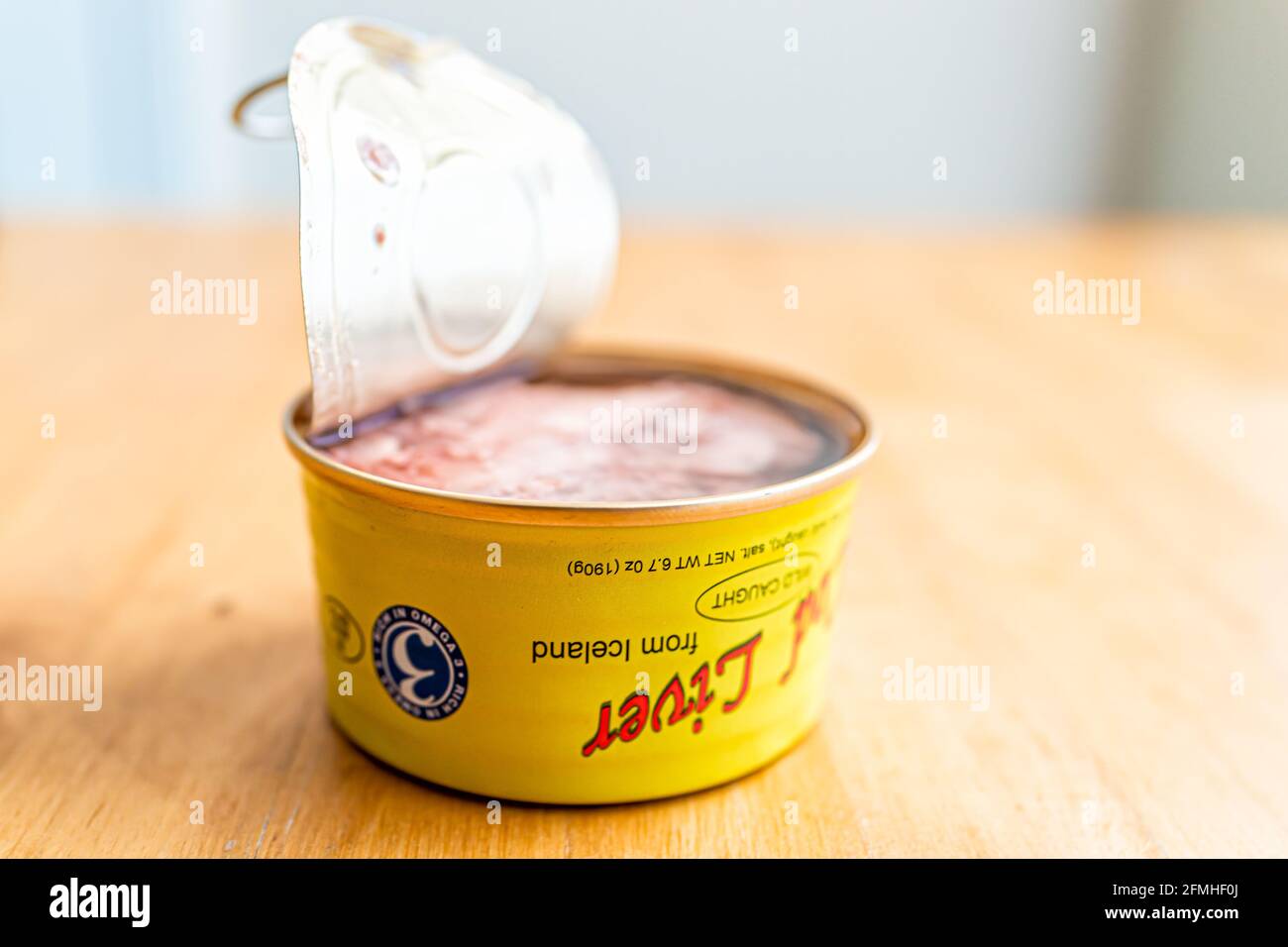 Herndon, USA - December 17, 2020: Storebought traditional canned cod ...