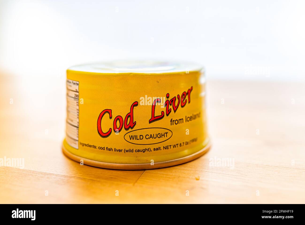 Herndon, USA - December 17, 2020: Storebought traditional canned cod ...