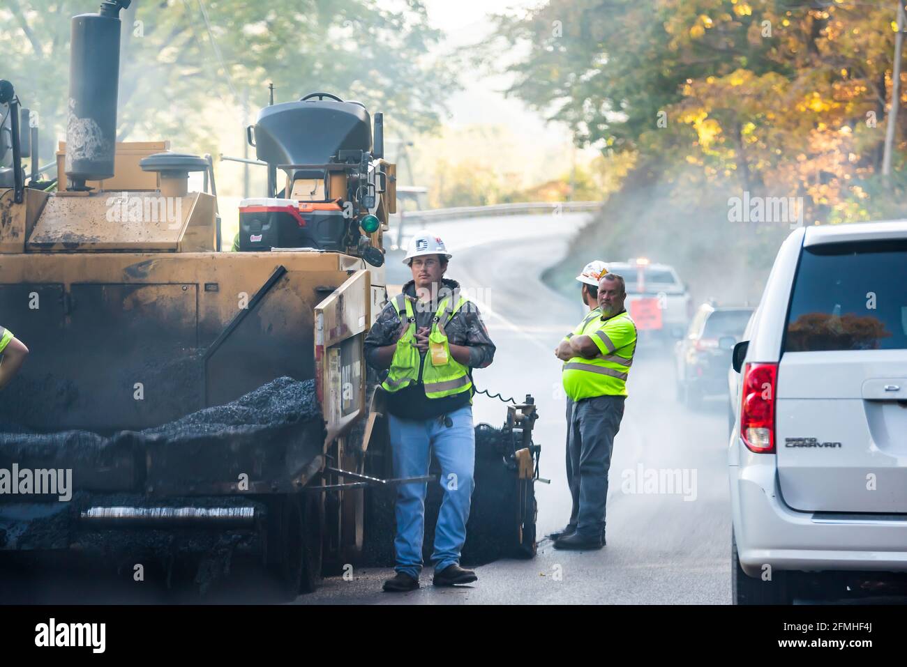 Seneca Rocks, USA - October 5, 2020: Cars in traffic on road in ...