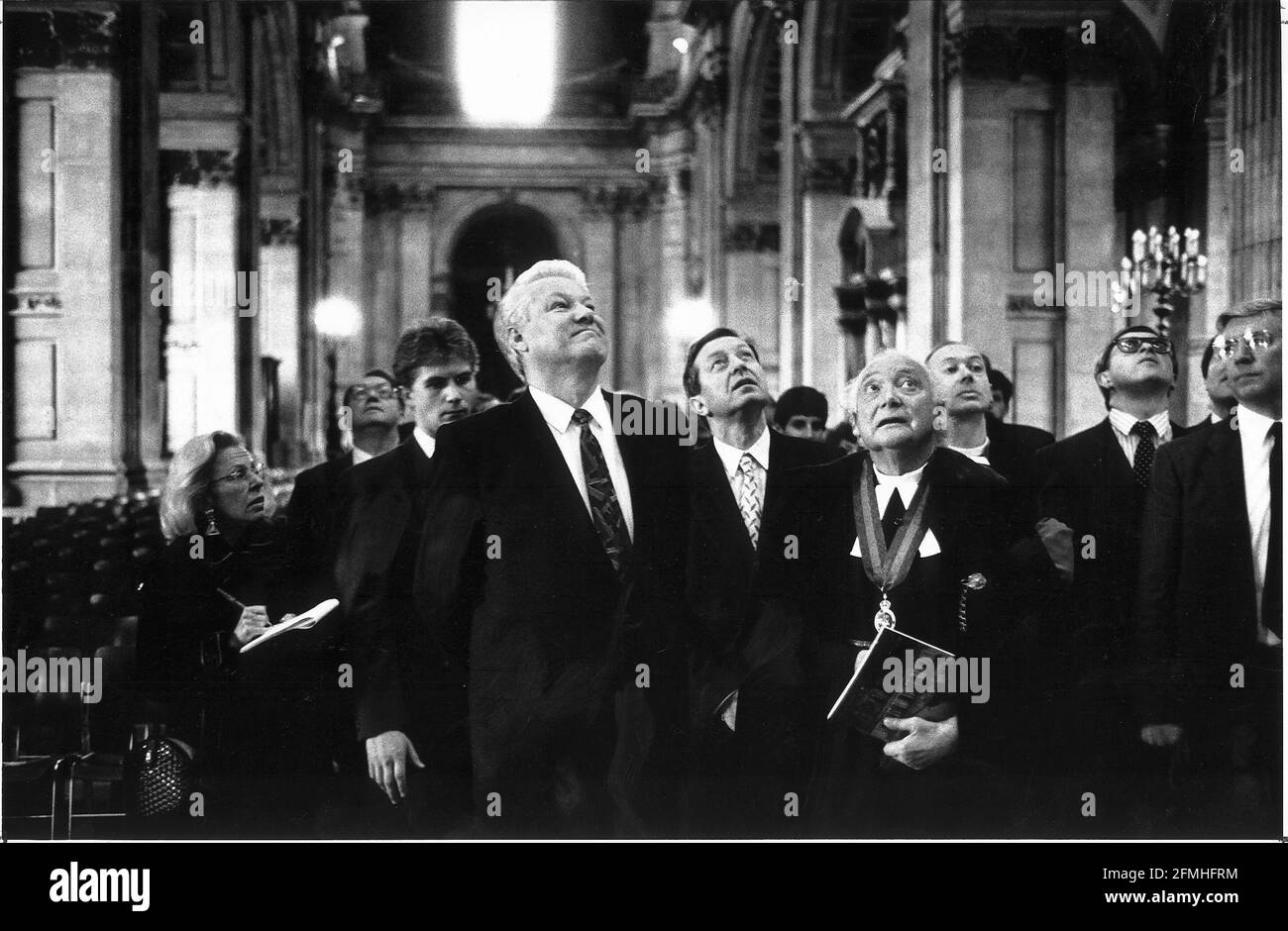 Boris Yeltsin being shown around St Paul's Cathederal by the Dean Eric ...
