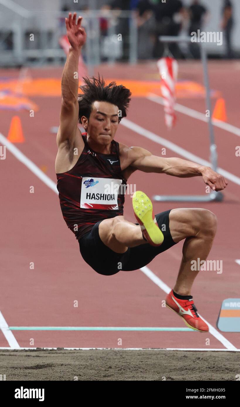 Tokyo, Japan. 9th May, 2021. Japanese jumper Yuki Hashioka leaps in the ...