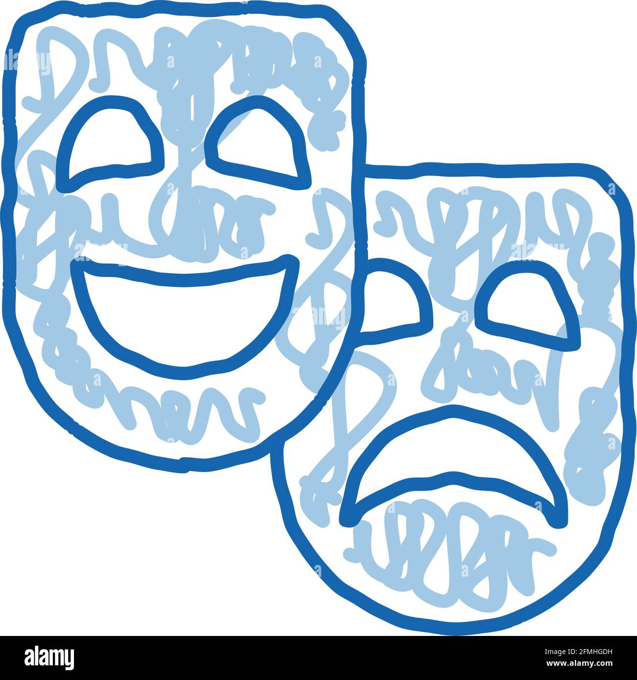 Mask People Emotions doodle icon hand drawn illustration Stock Vector ...