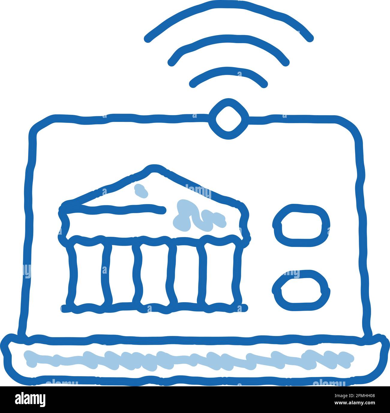 wi-fi distribution through device doodle icon hand drawn illustration ...