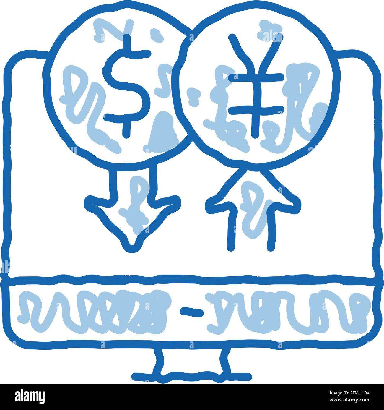 computer currency exchange doodle icon hand drawn illustration Stock ...