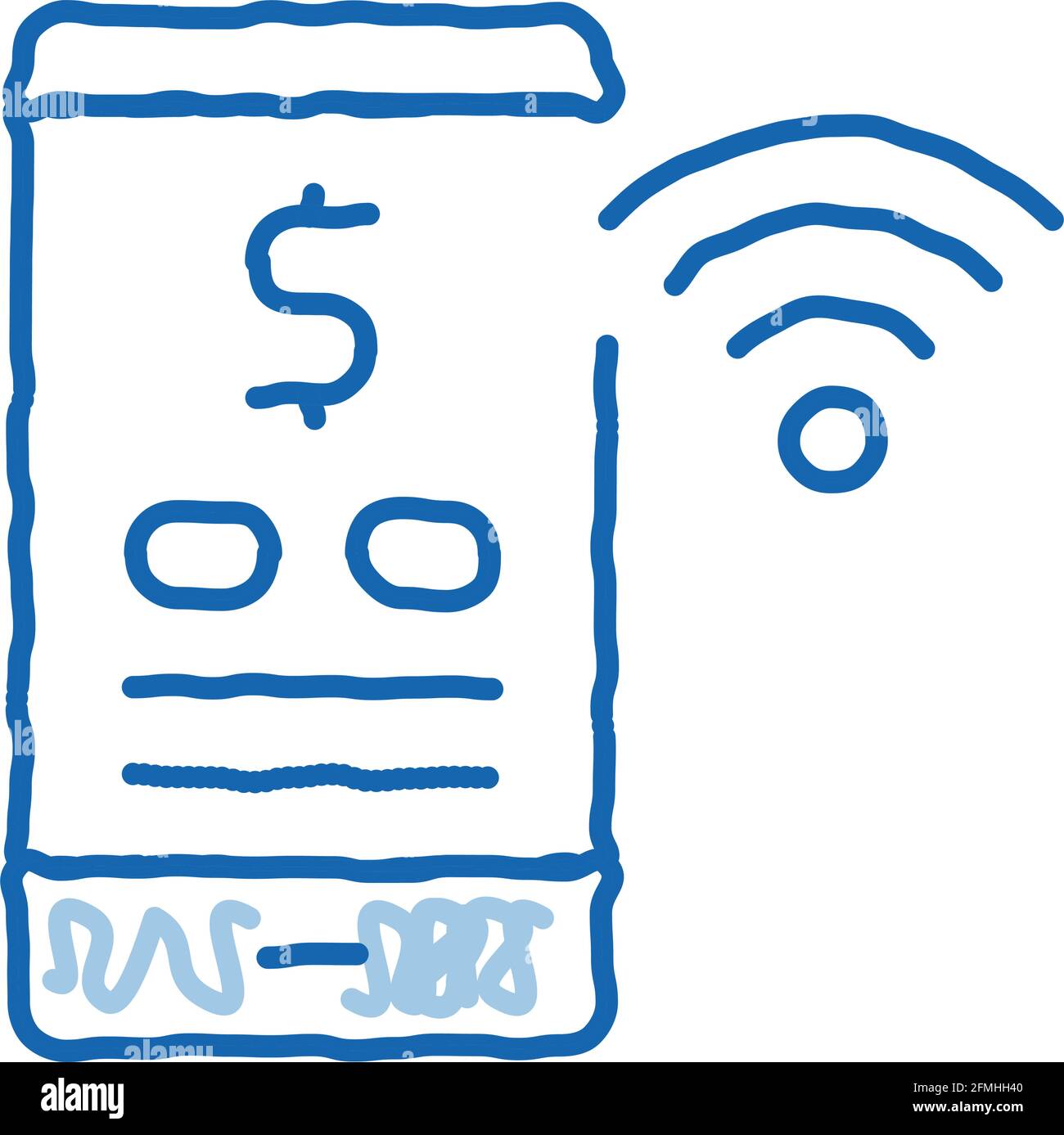 money management through wi-fi distribution doodle icon hand drawn ...