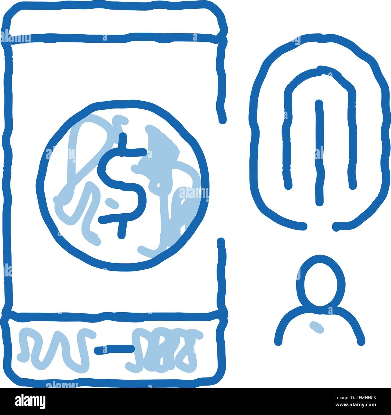 fingerprint access to accounts doodle icon hand drawn illustration ...