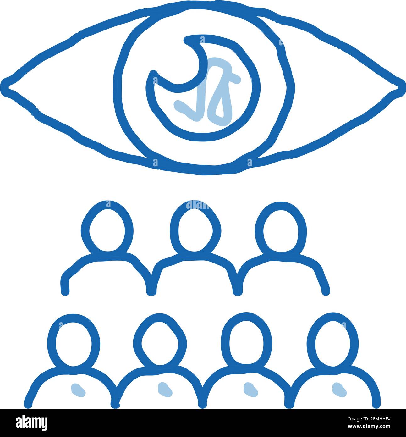 watching team of people doodle icon hand drawn illustration Stock ...