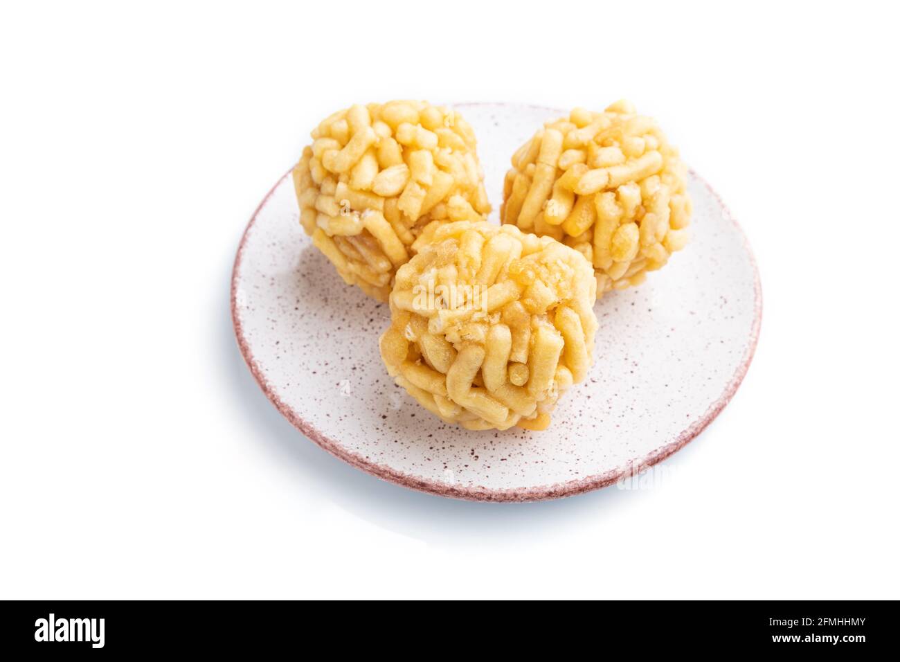 Traditional Tatar candy chak-chak made of dough and honey isolated on ...