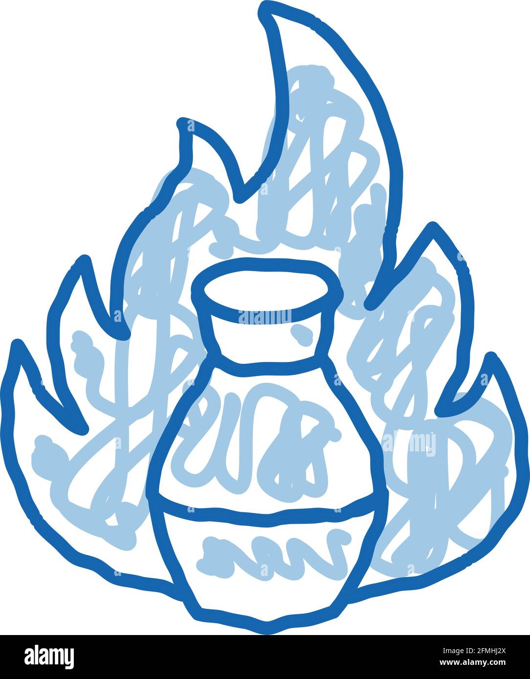 clay vase on fire doodle icon hand drawn illustration Stock Vector ...