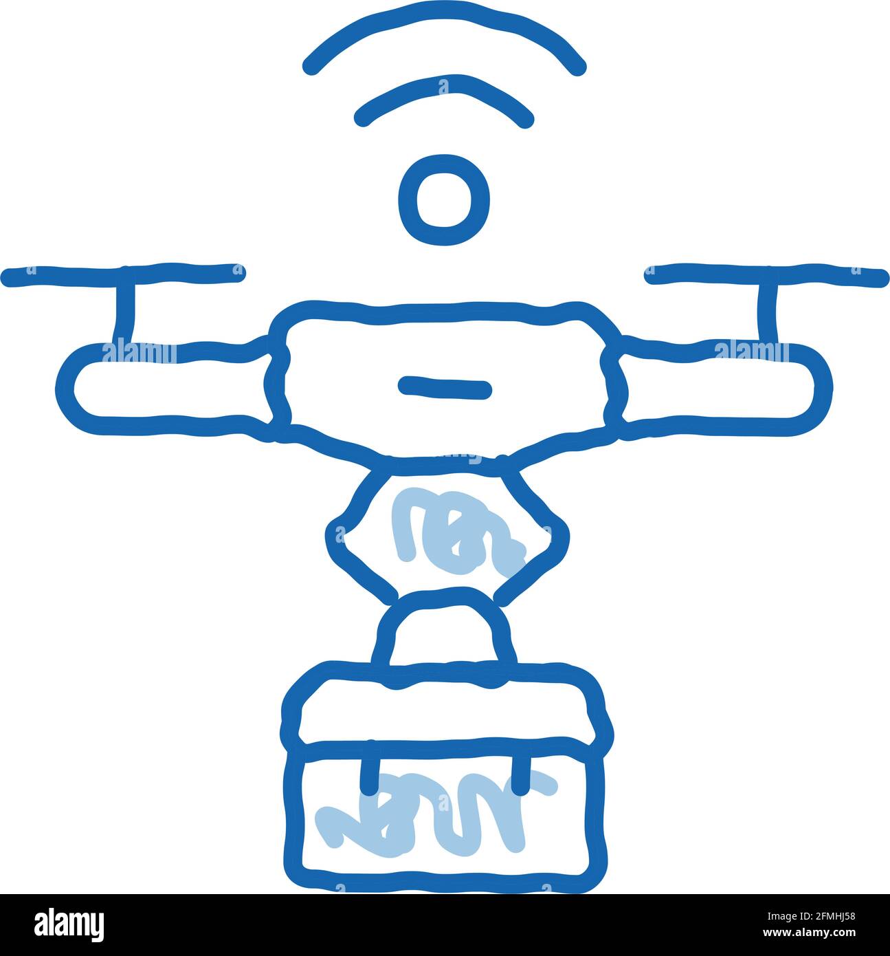 wifi powered drone doodle icon hand drawn illustration Stock Vector ...