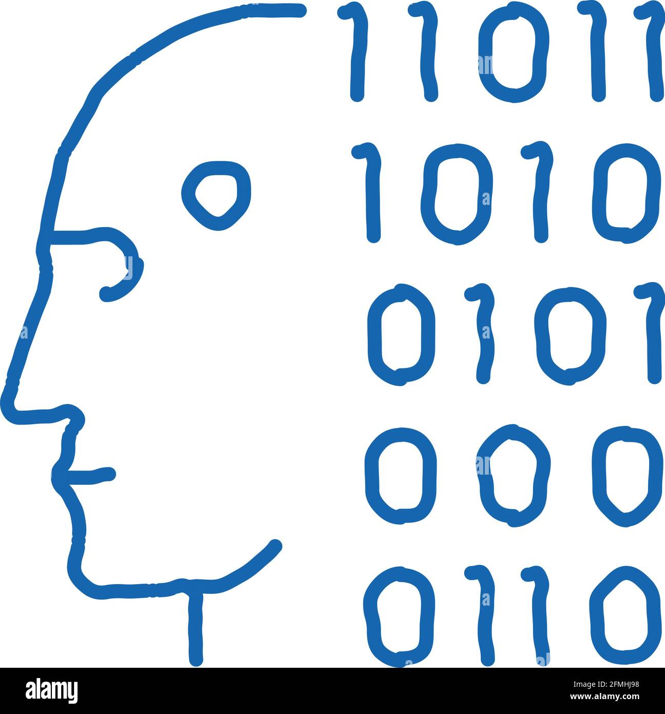 robot binary code doodle icon hand drawn illustration Stock Vector ...