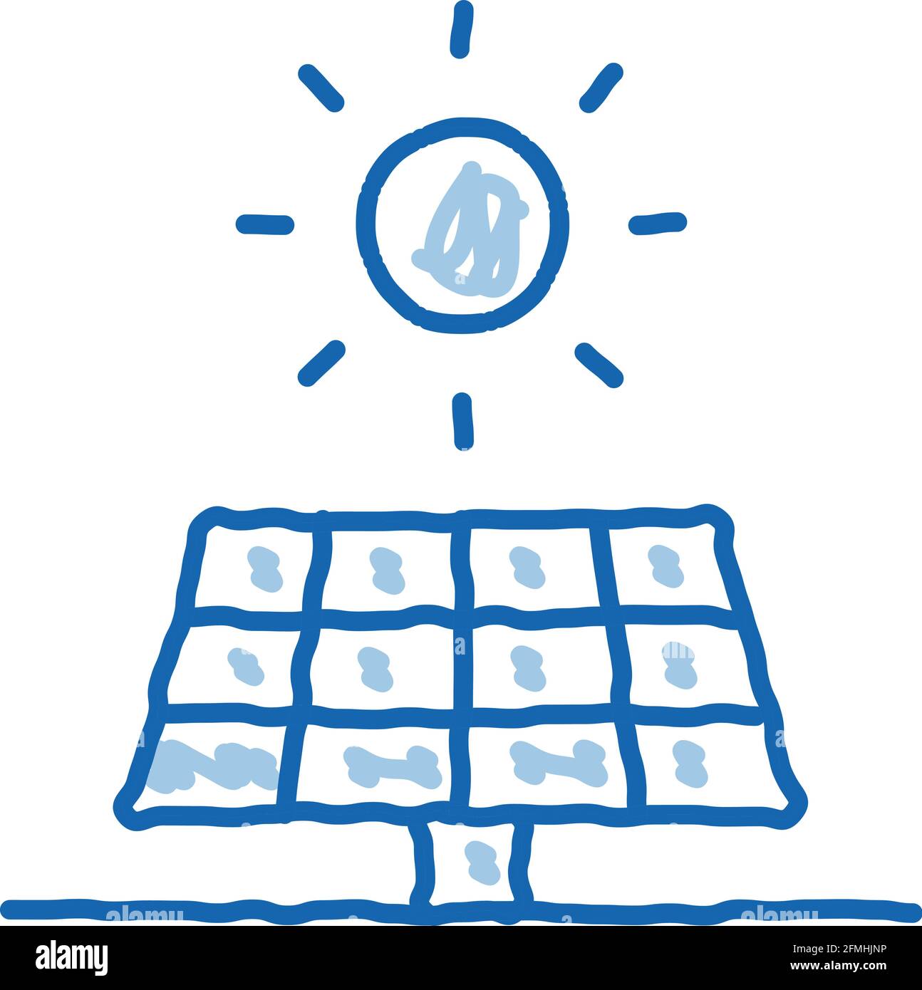 action of sun on battery doodle icon hand drawn illustration Stock ...