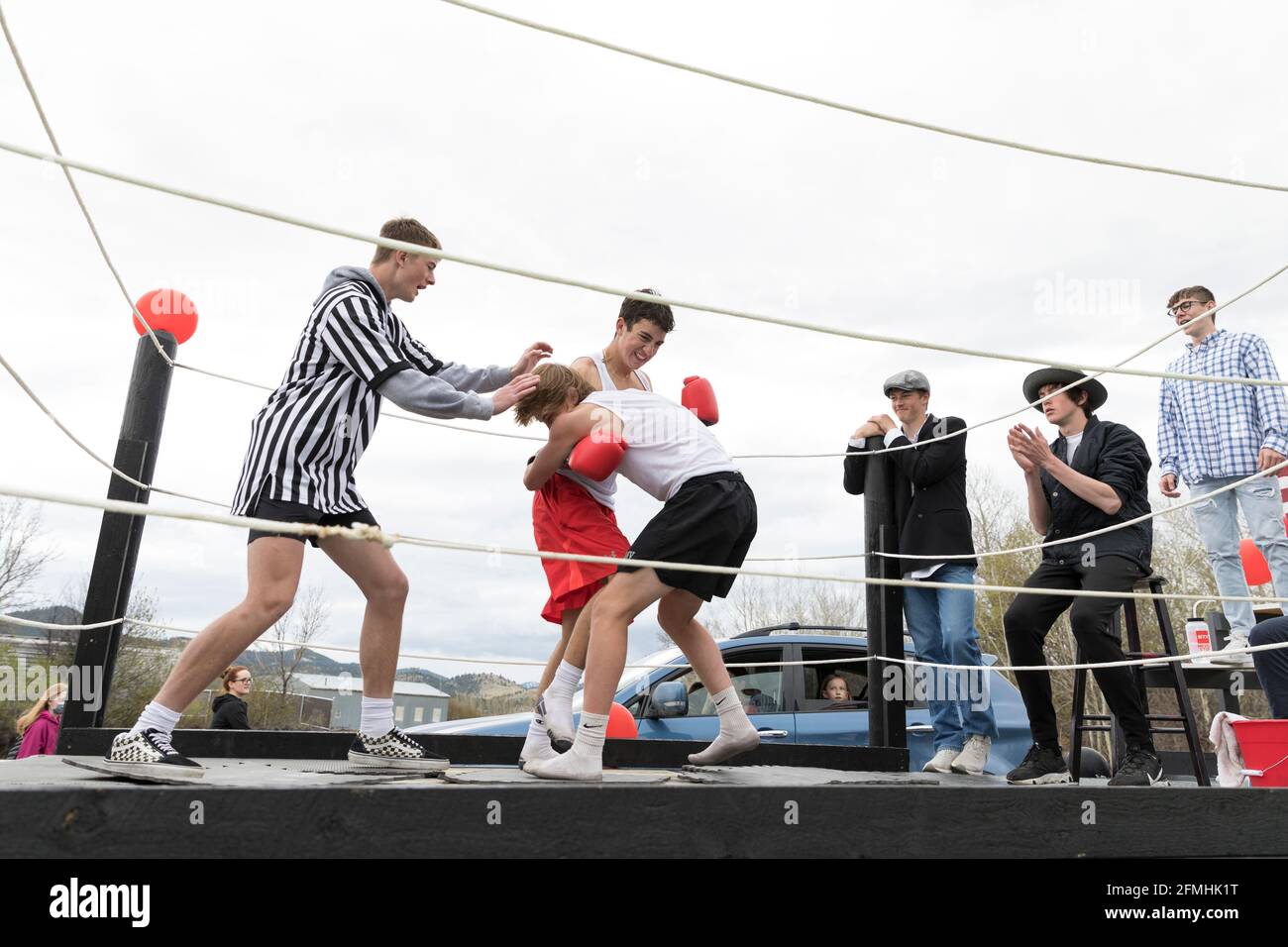 Capital High School students take part in a boxing demonstration as ...