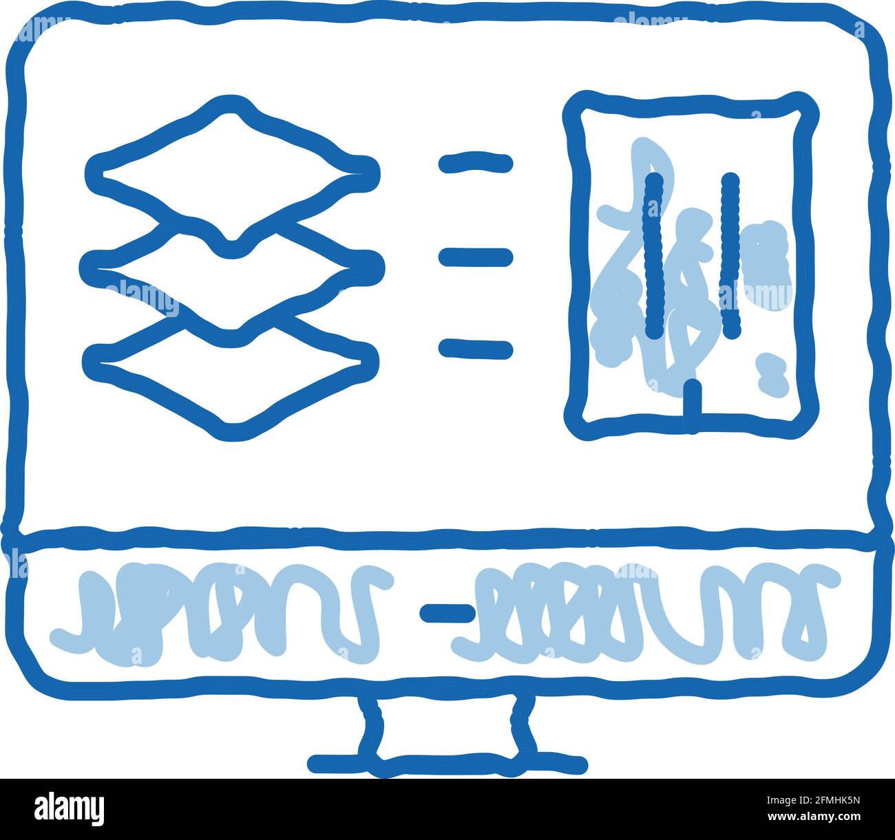 computer simulation of building doodle icon hand drawn illustration ...