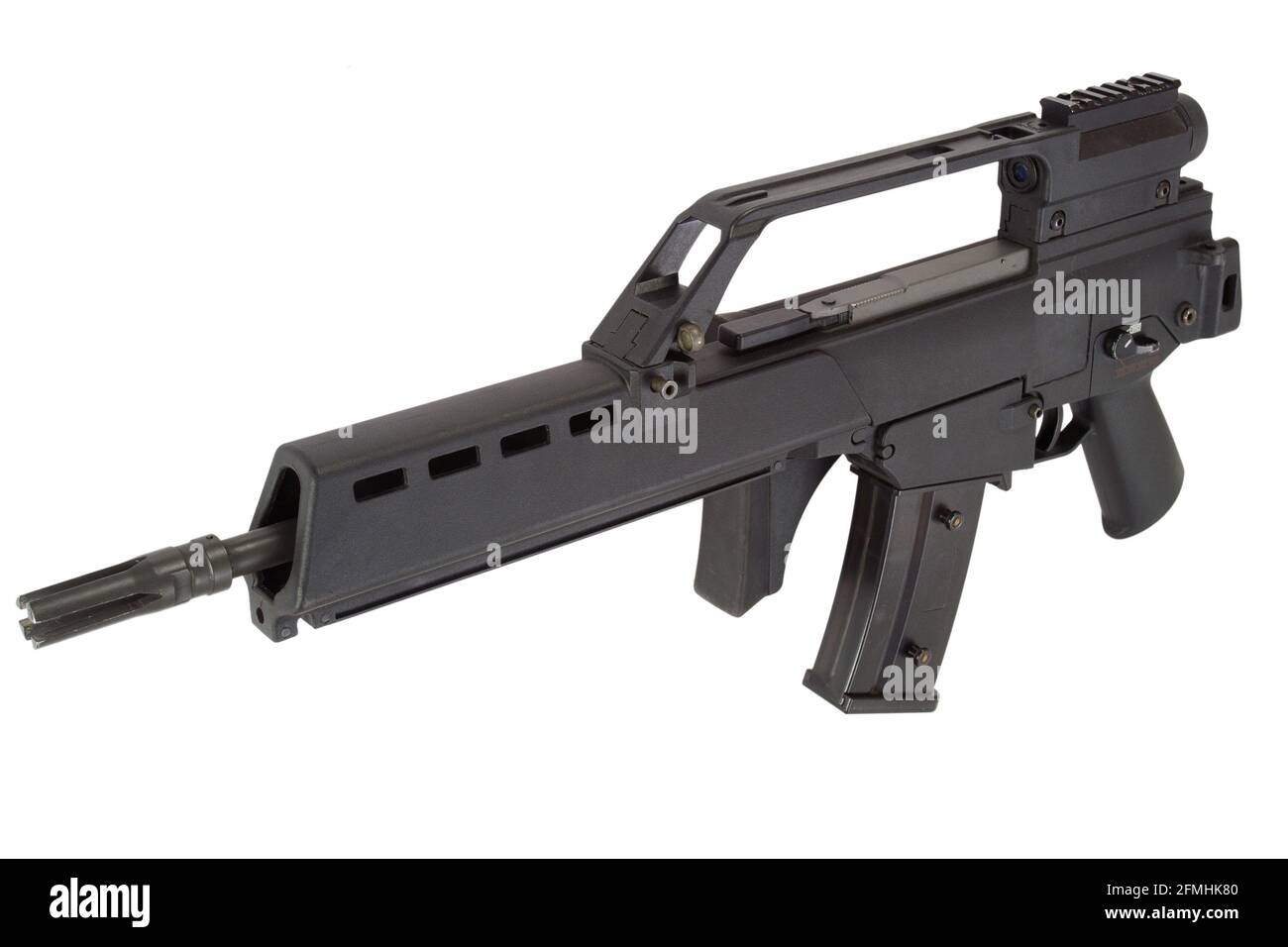 modern german army assault rifle with folded stock isolated on a white ...