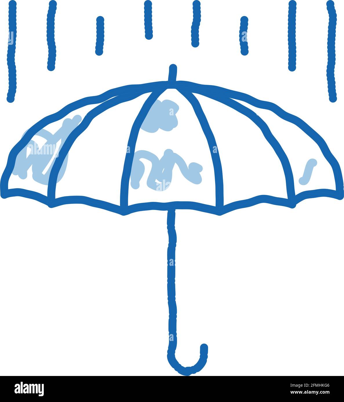 Rain Umbrella Doodle Icon Hand Drawn Illustration Stock Vector Image