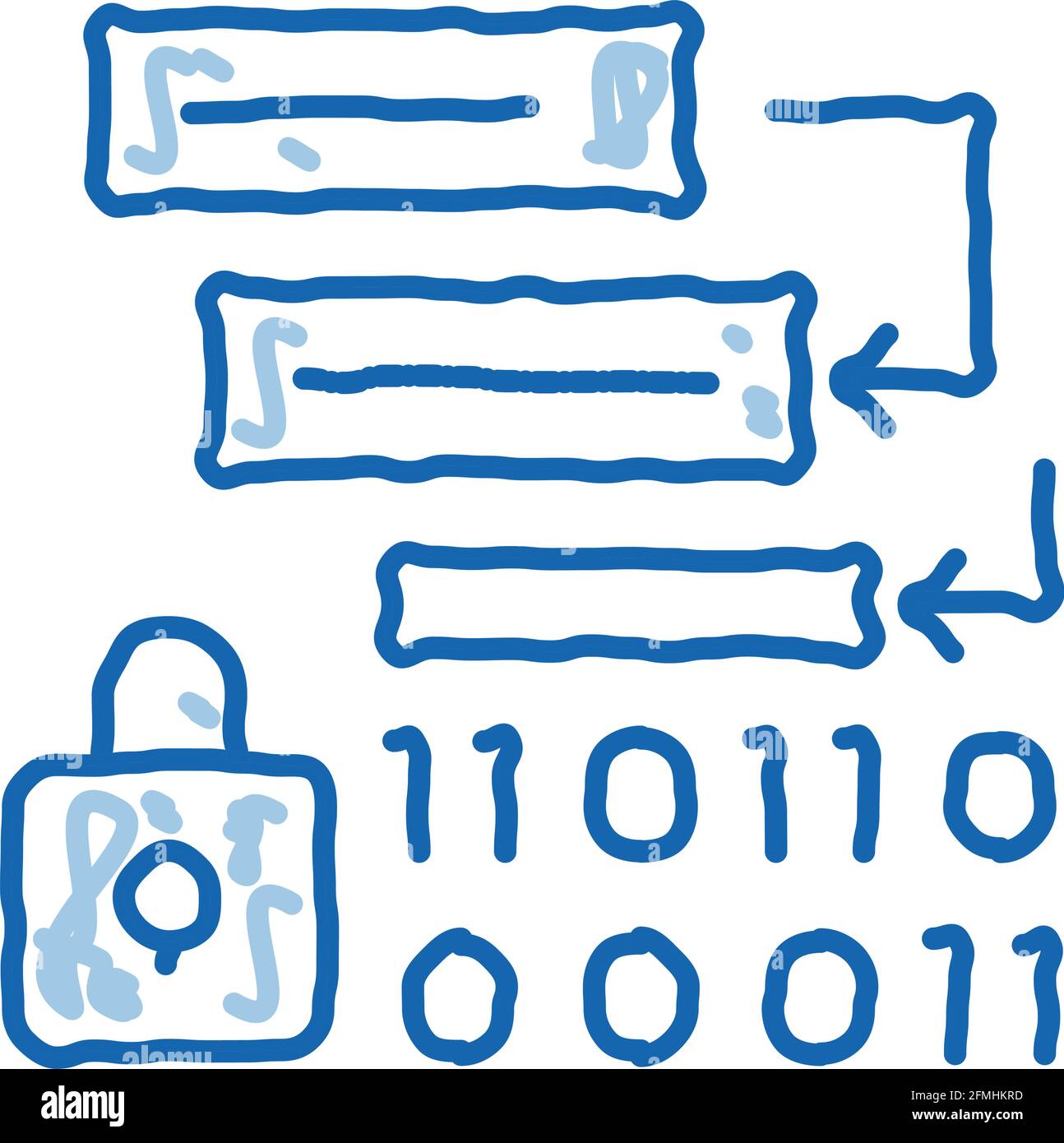 binary protection algorithm doodle icon hand drawn illustration Stock ...