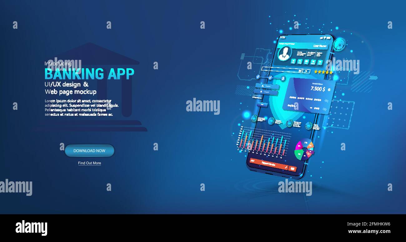 Internet Banking - Mobile Phone App with UI interface. Payments with data protection and High ...