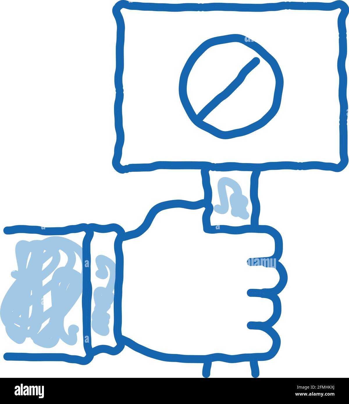 flag sign indicating protest doodle icon hand drawn illustration Stock ...