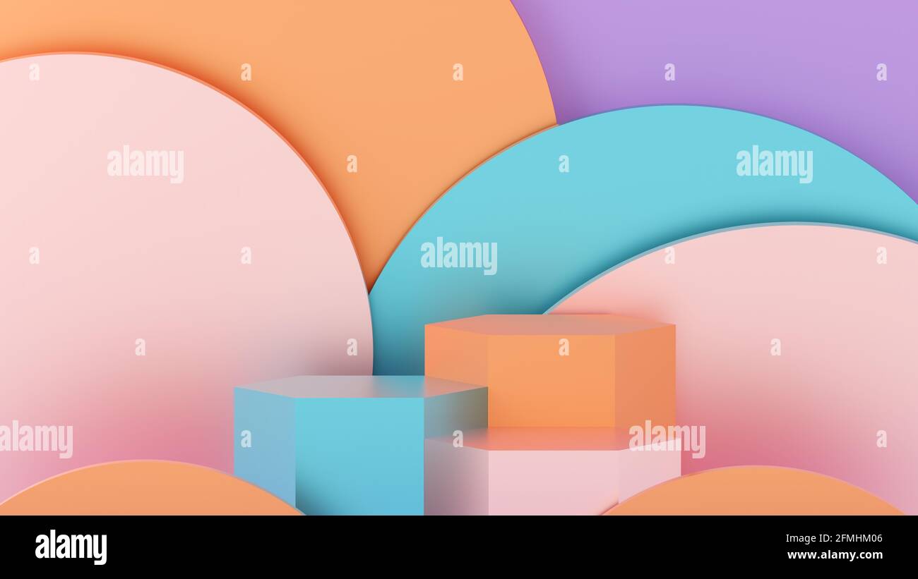 Three hexagons forming a pedestal to showcase products. 3D Illustration ...