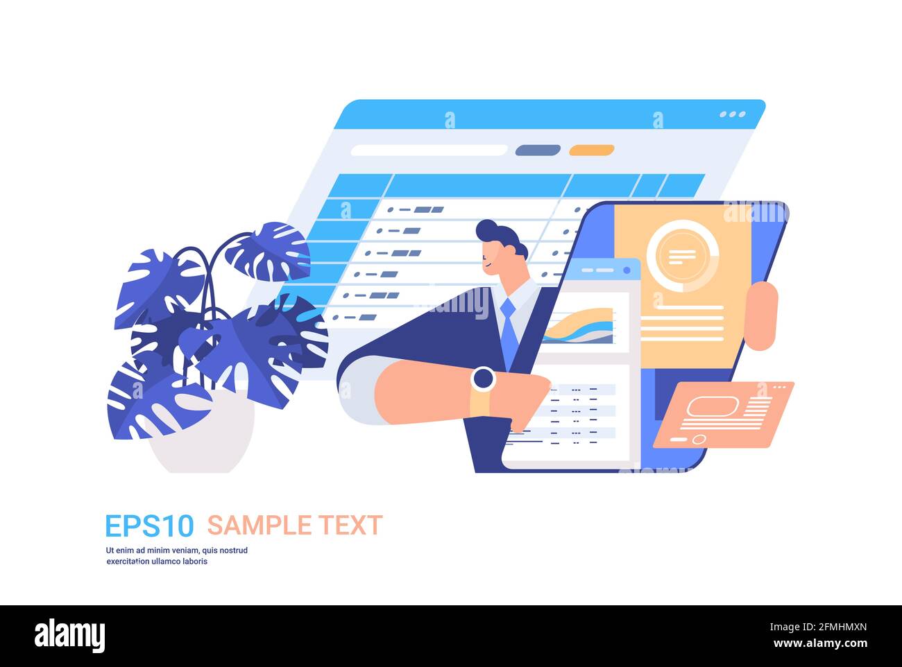 businessman analyzing data on tablet pc screen working process concept ...