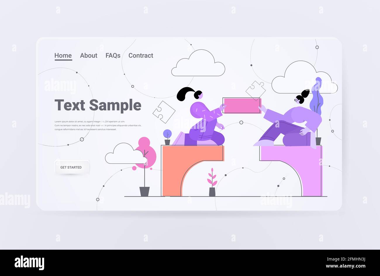 businesswomen bridging gap connection business cooperation problem ...