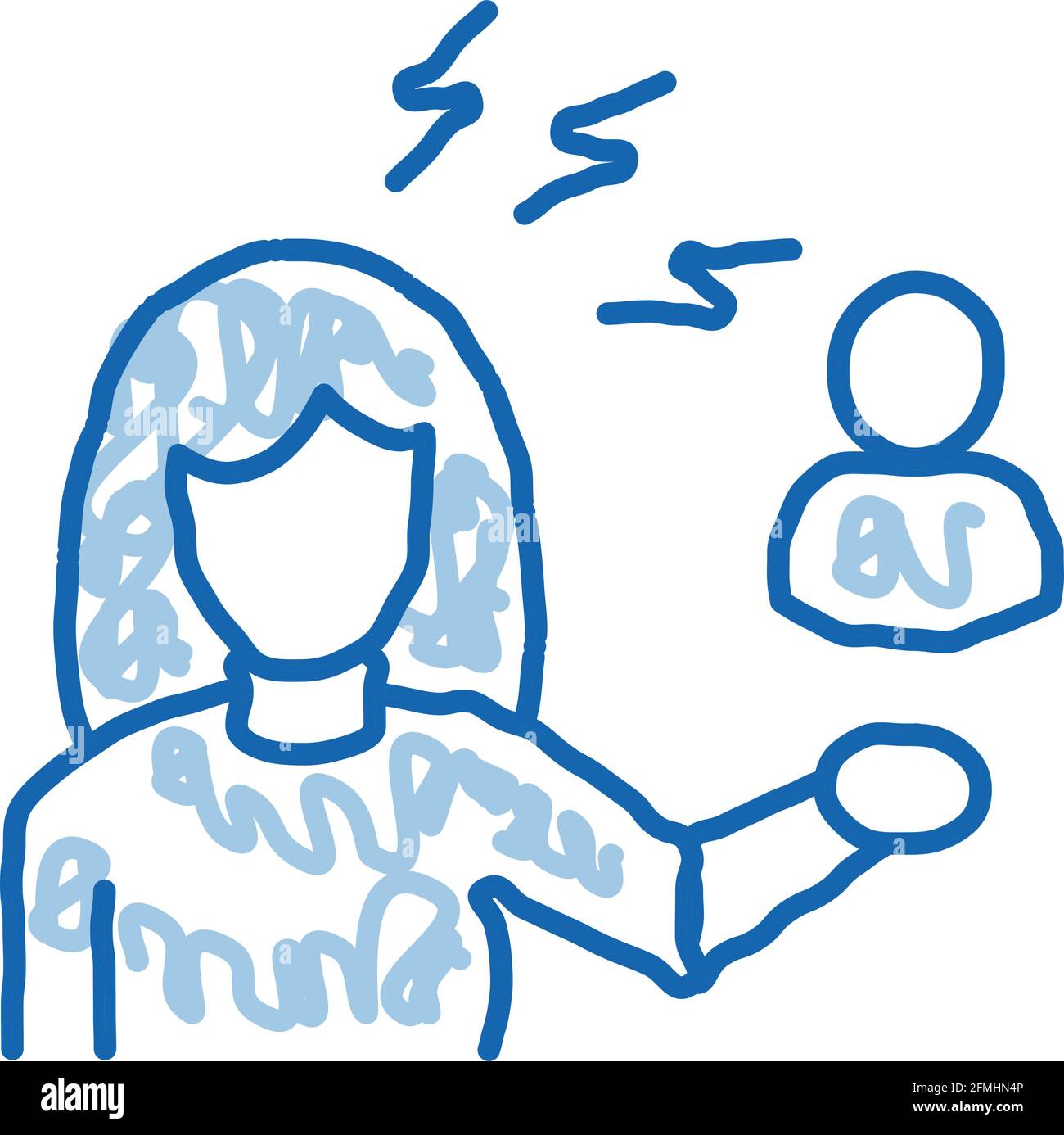 female discussion and conviction doodle icon hand drawn illustration ...