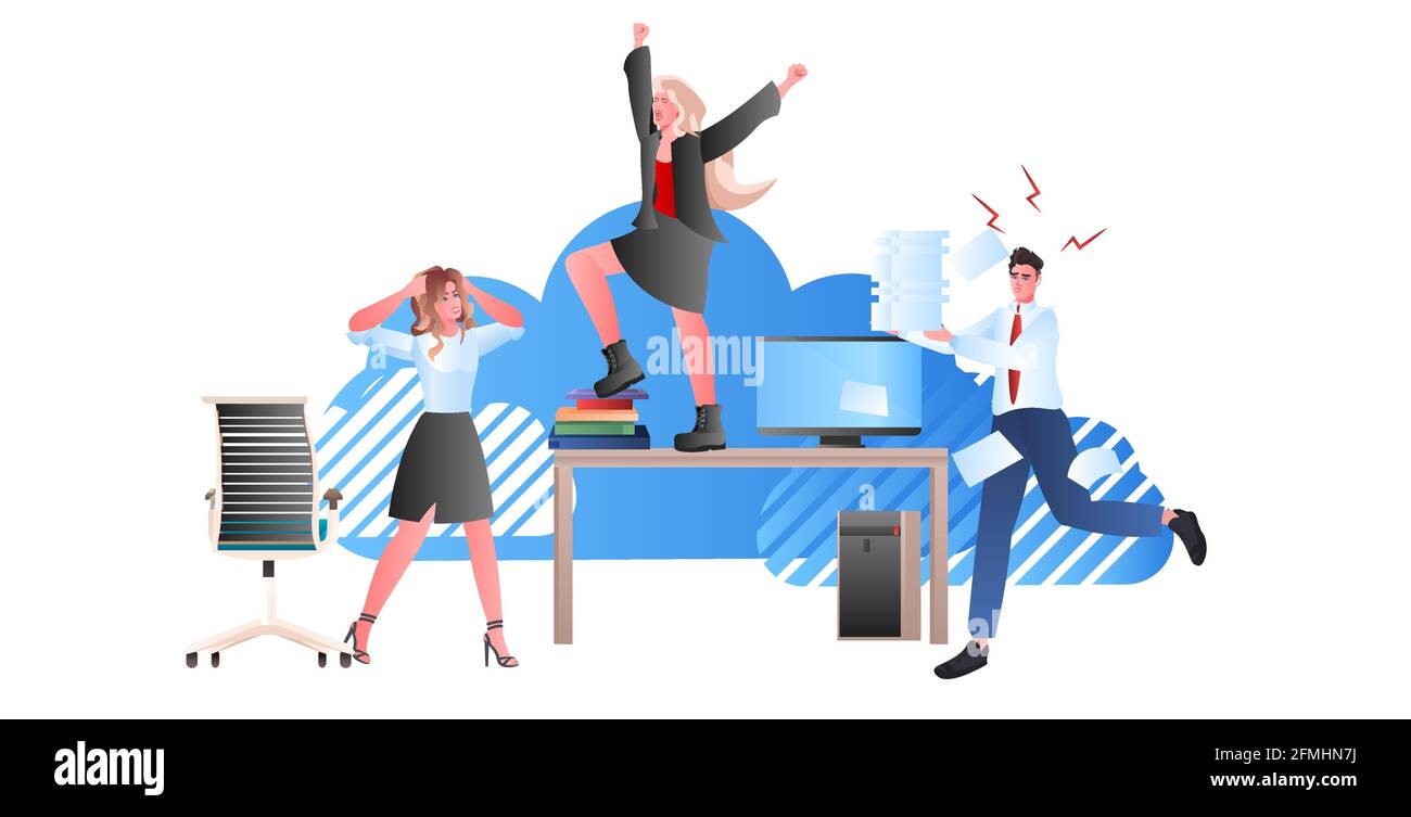 overworked businesspeople working in office deadline teamwork time ...