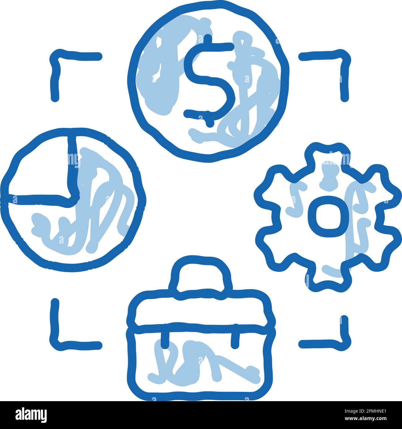 connection of work time and money doodle icon hand drawn illustration ...