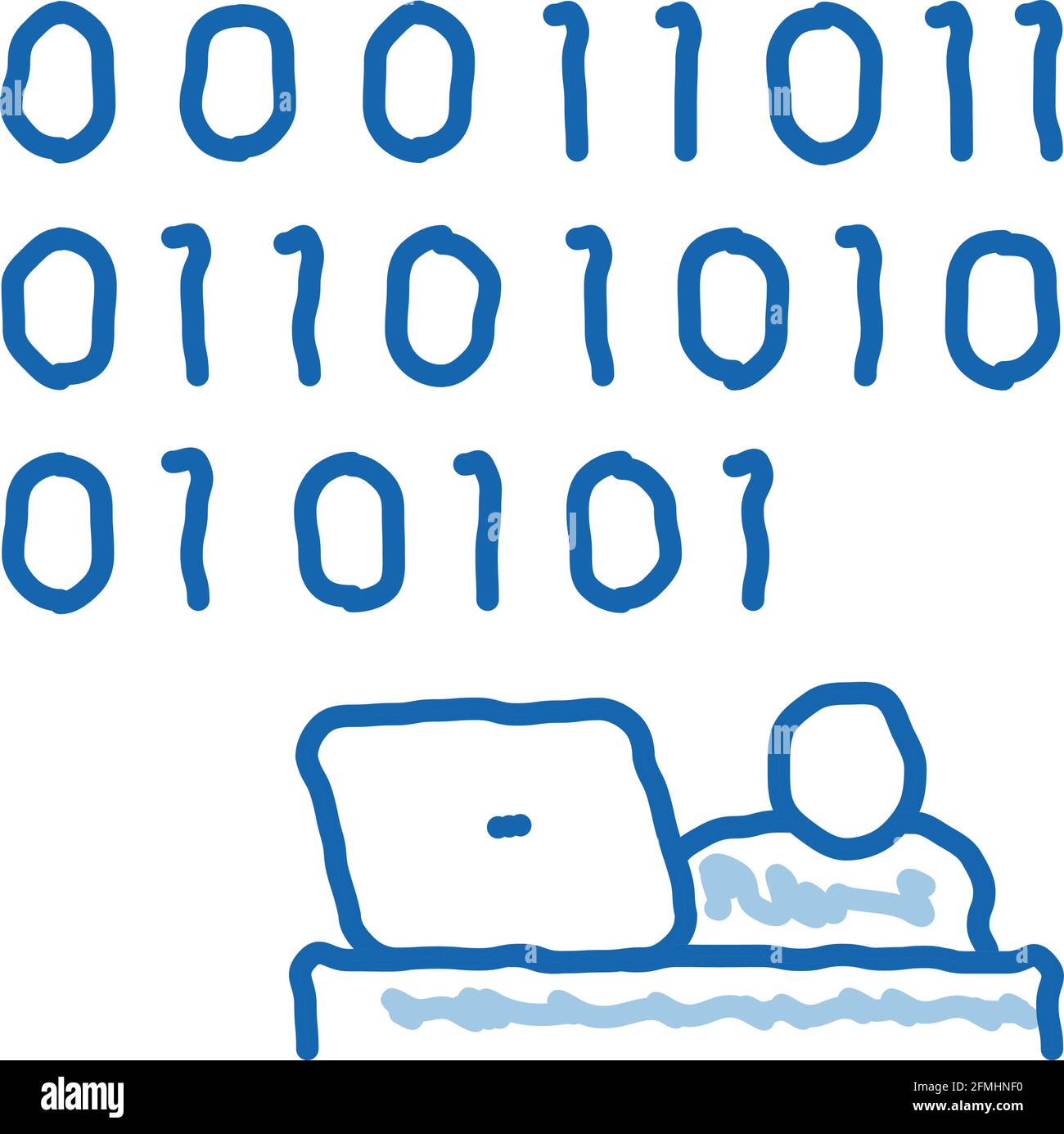 people come up with binary code doodle icon hand drawn illustration ...