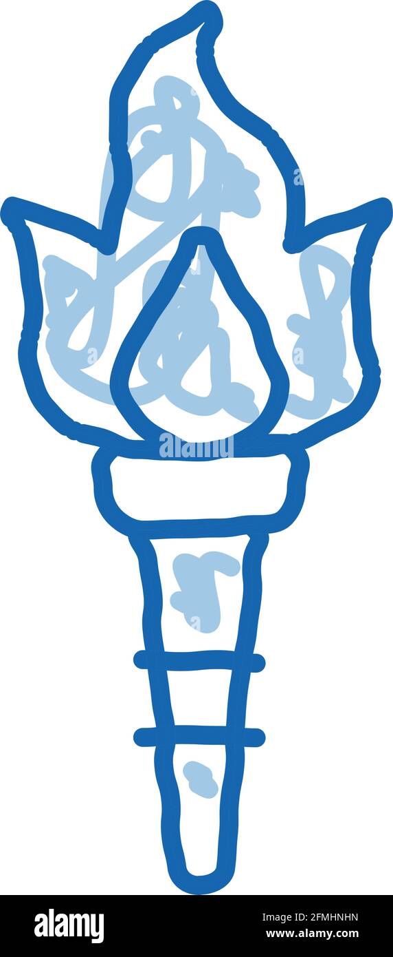 greek fire torch doodle icon hand drawn illustration Stock Vector Image ...