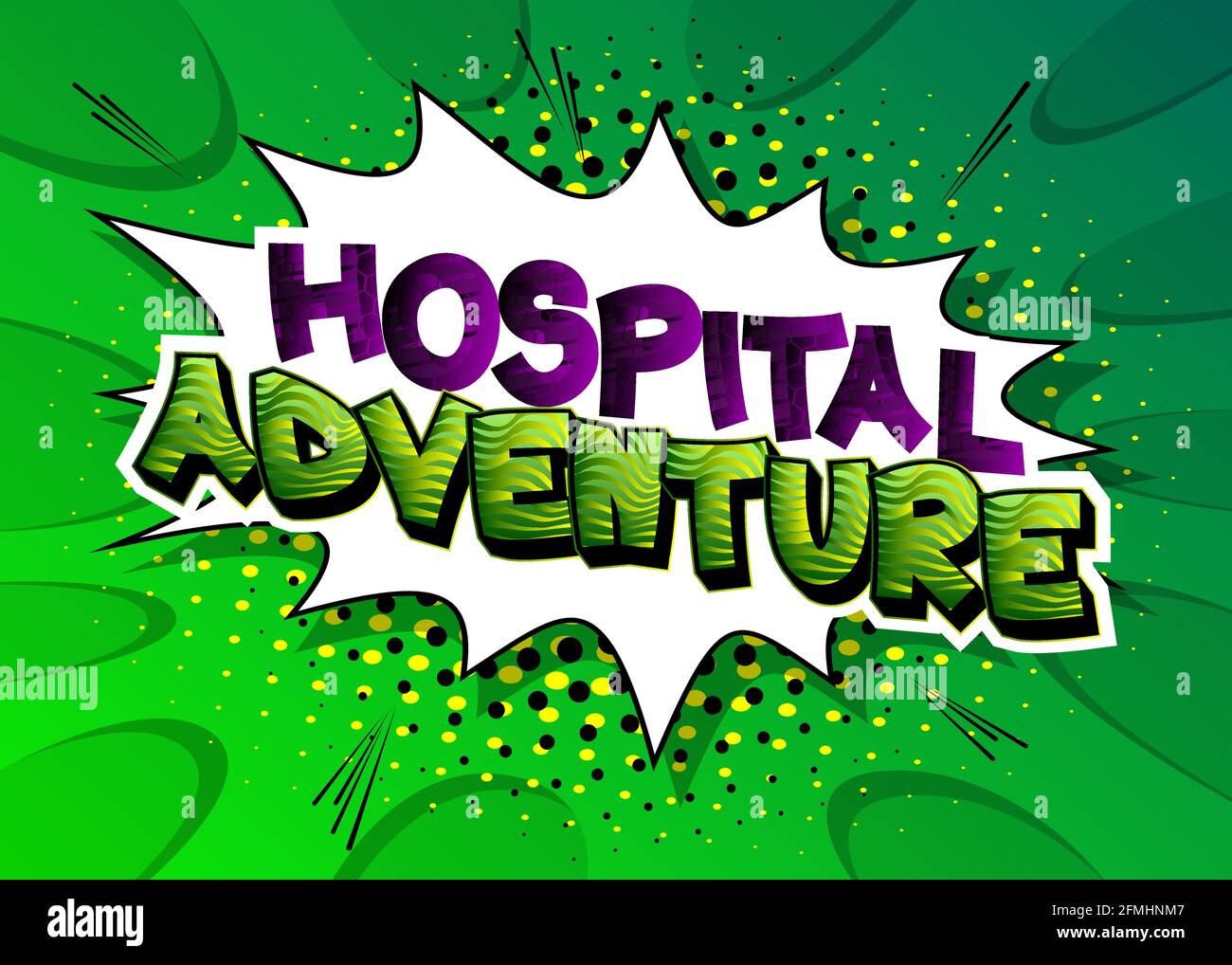 Hospital Adventure - comic book word on colorful pop art background ...