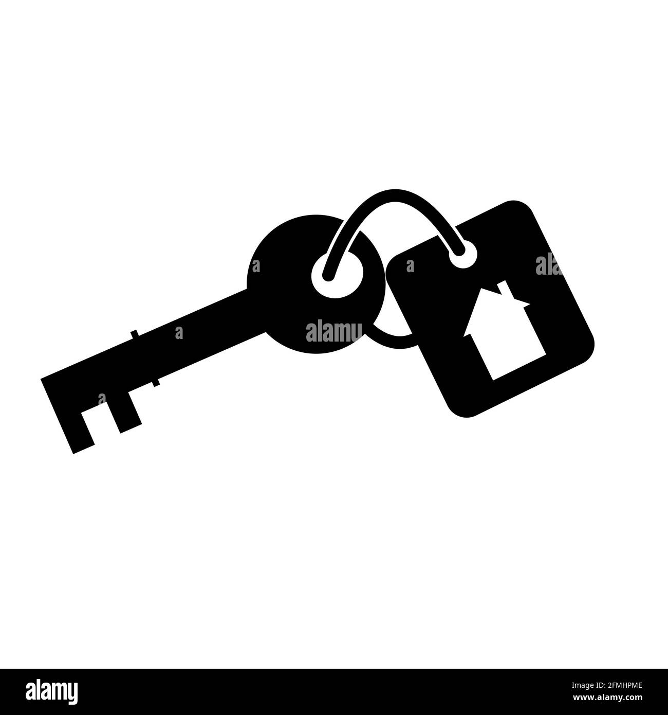 key chain with house locket icon on white background. keychain with key ...