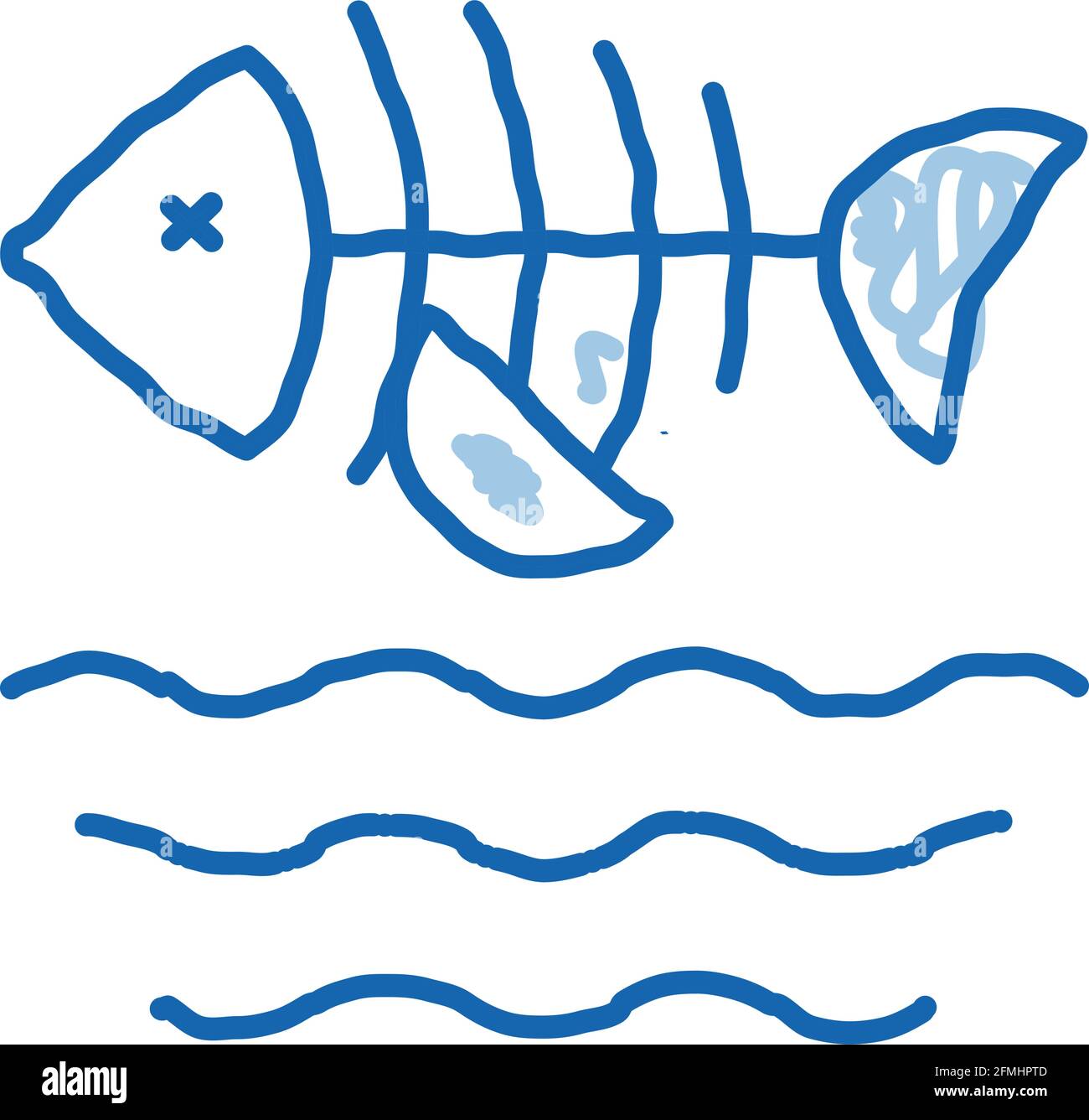 death of fish in water doodle icon hand drawn illustration Stock Vector ...