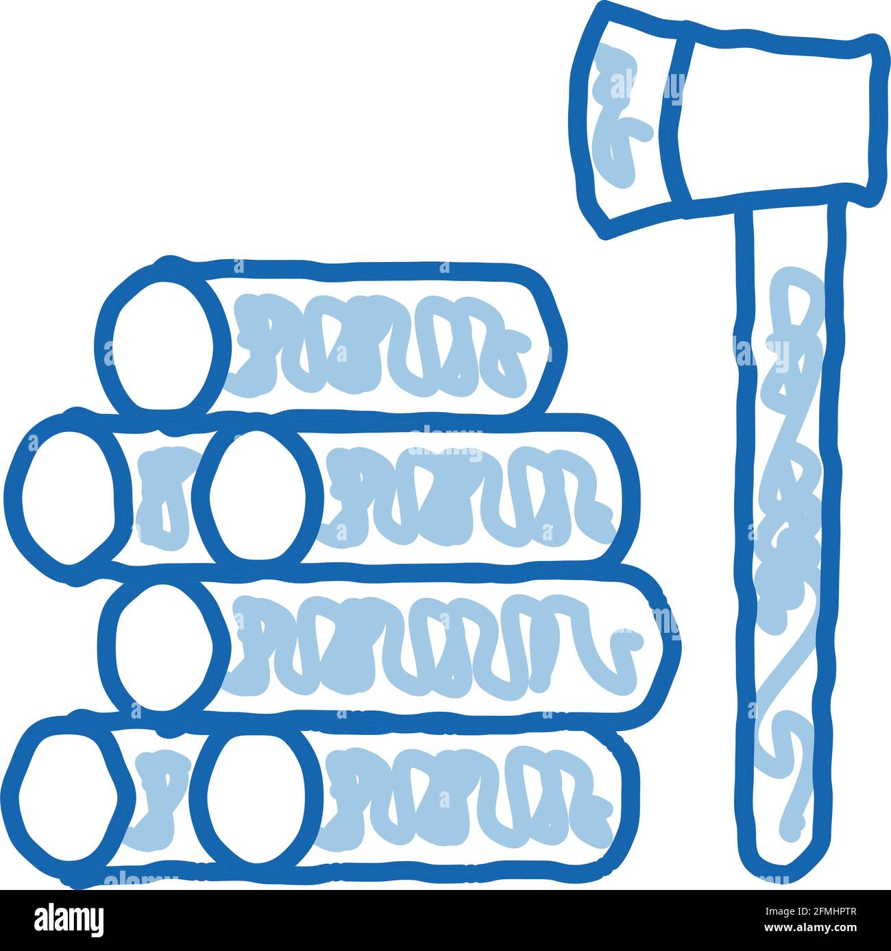 felling of trees doodle icon hand drawn illustration Stock Vector Image ...