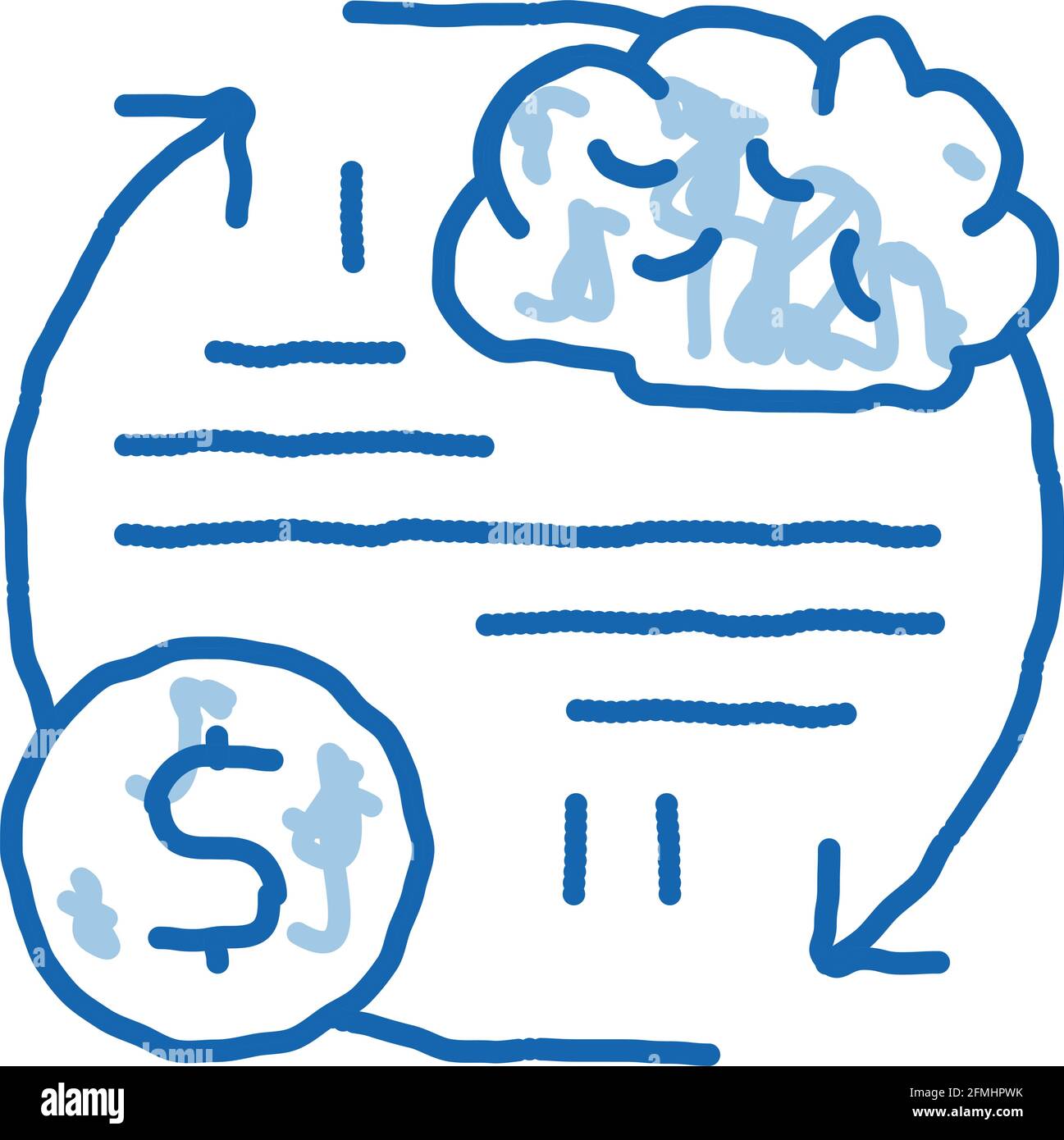 brain cycle and money doodle icon hand drawn illustration Stock Vector ...