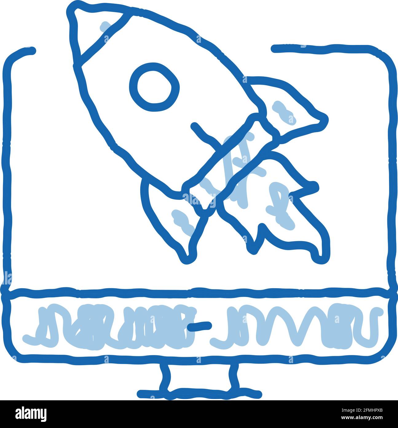 rocket computer control doodle icon hand drawn illustration Stock ...