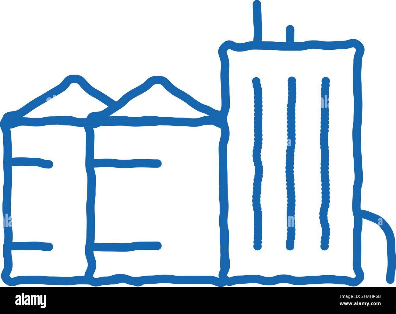 heaters with residential buildings doodle icon hand drawn illustration ...