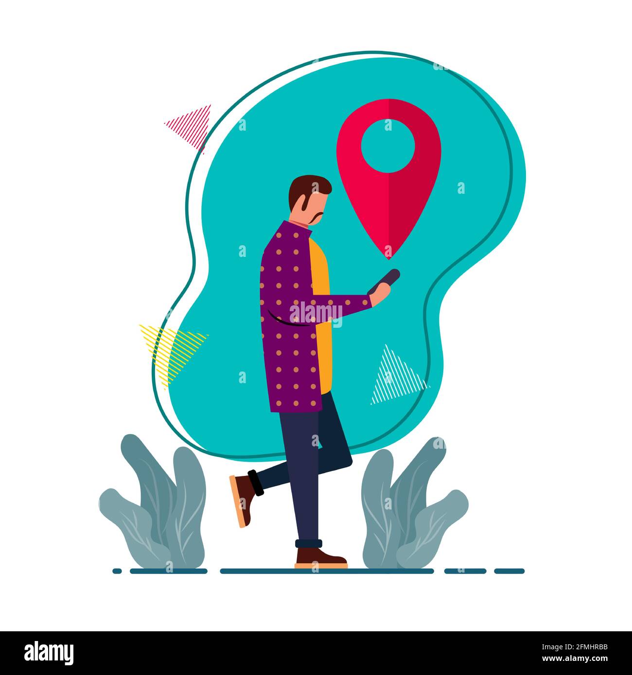 man using GPS application vector illustration in flat style Stock ...