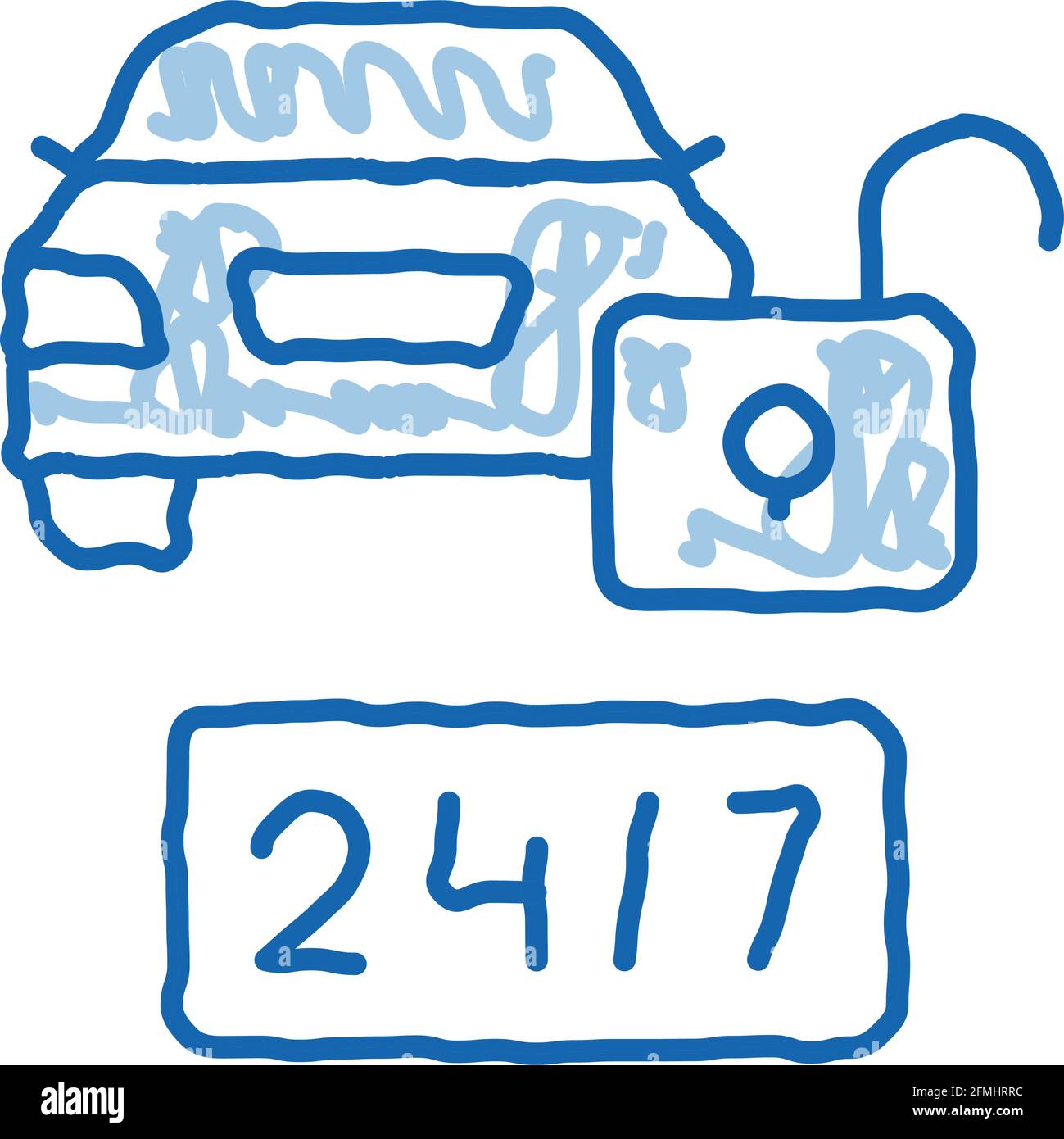 machine protection 24 7 doodle icon hand drawn illustration Stock ...