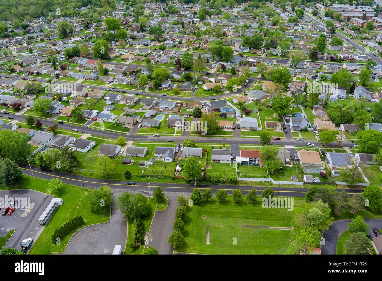 Wide panorama, aerial view with tall buildings, in the beautiful ...