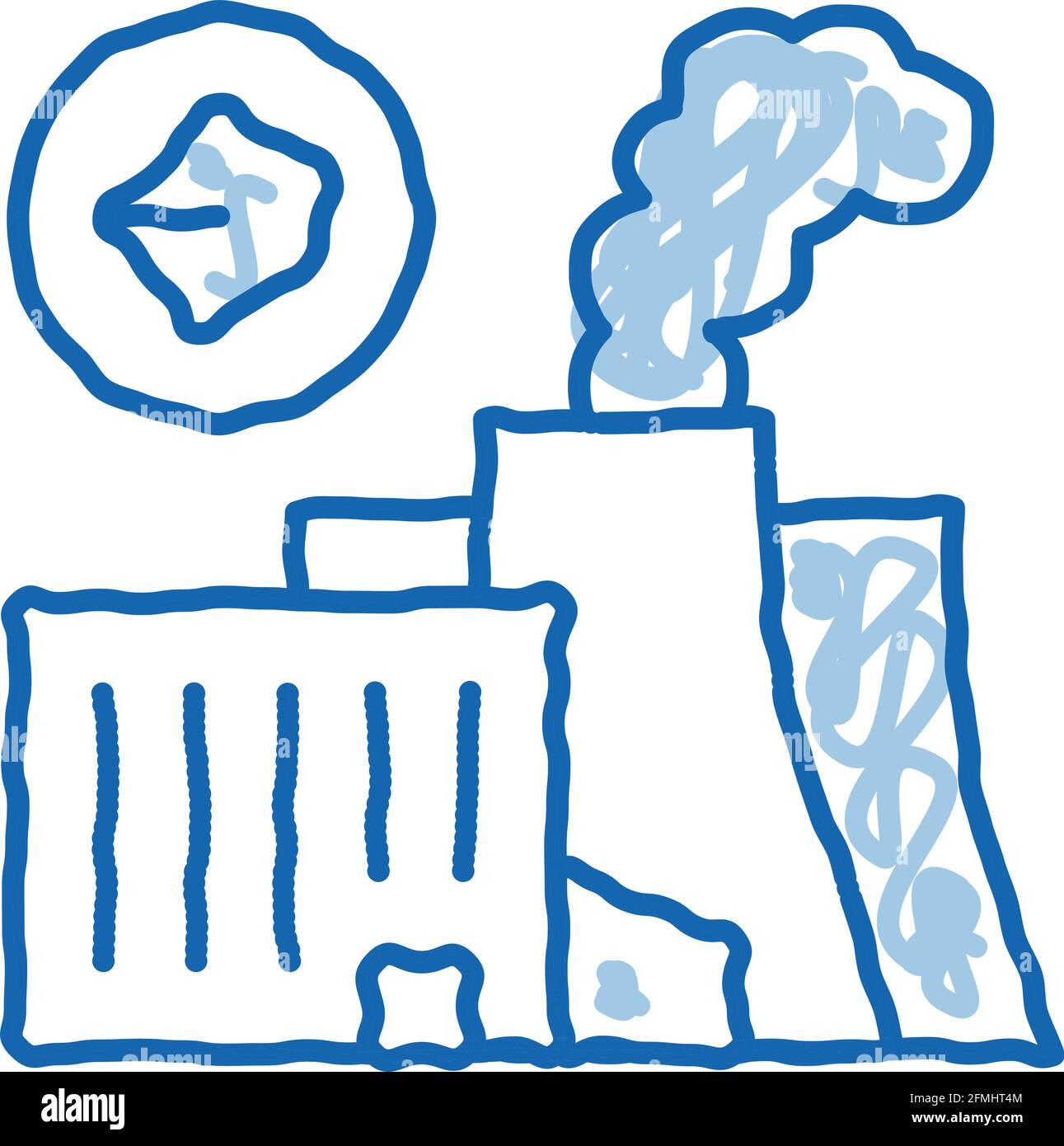 coal production plant doodle icon hand drawn illustration Stock Vector ...