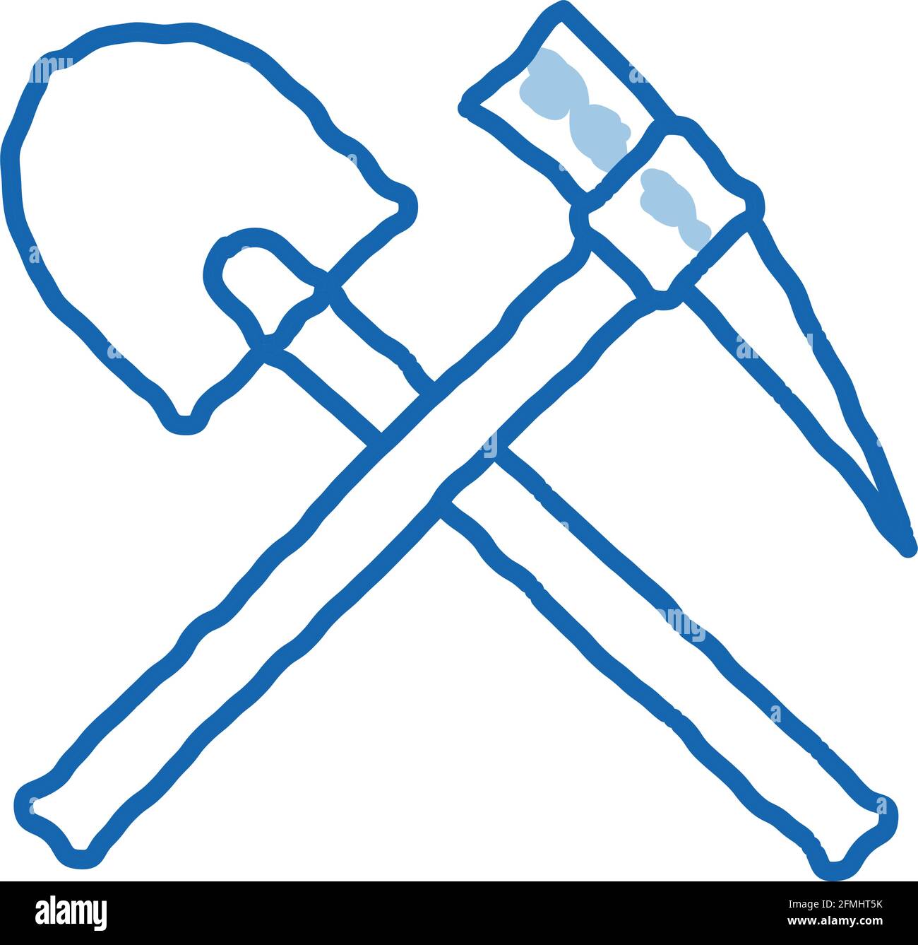shovel and pickaxe doodle icon hand drawn illustration Stock Vector ...