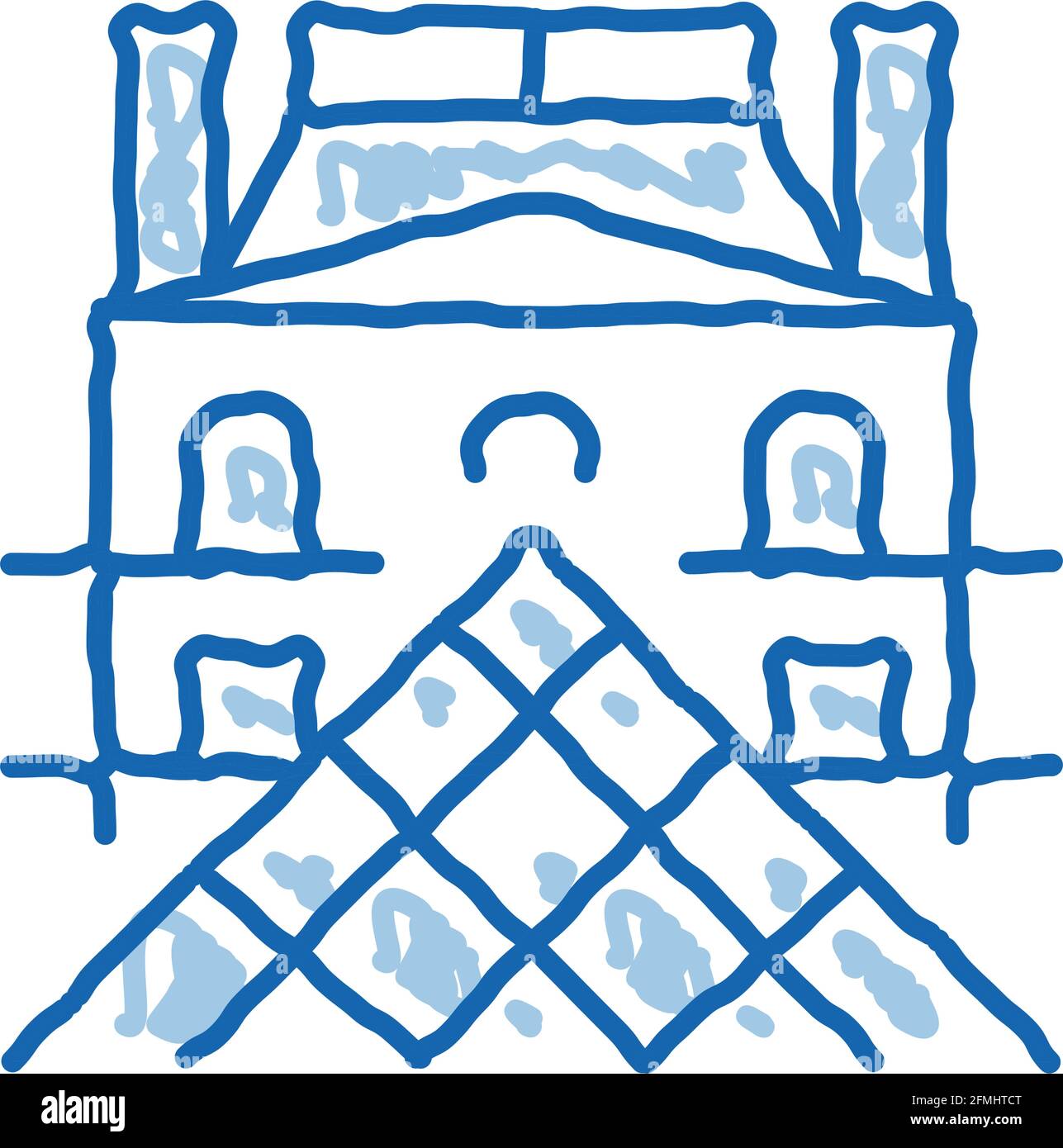french louvre doodle icon hand drawn illustration Stock Vector Image ...
